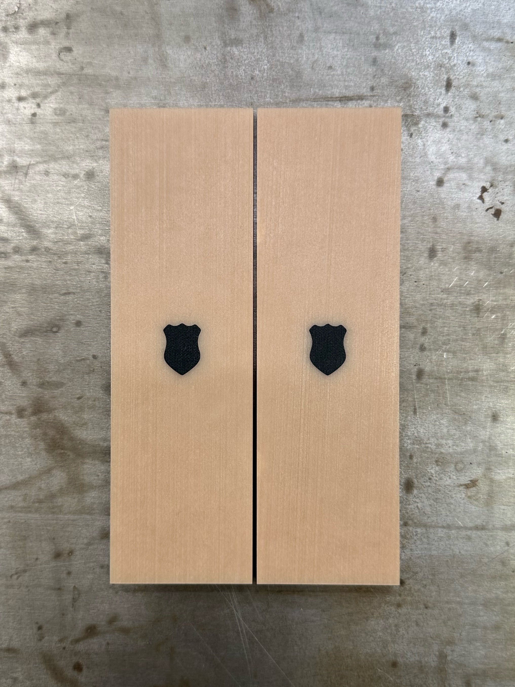 Aged Bone Paper w/double red lines micarta inlaid with Linen micarta n ...